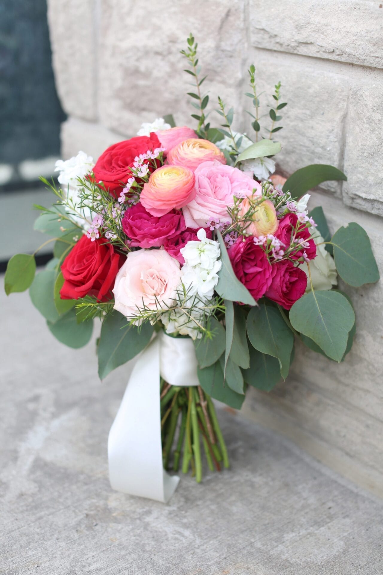 Red, Pink & Hot Pink Wild Wedding Bridal Bouquet Idea • VintageBash