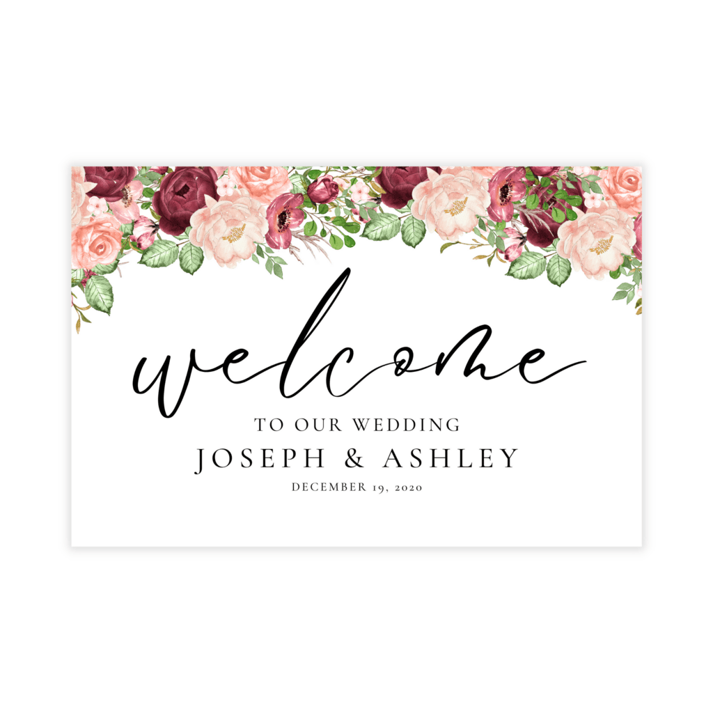 Burgundy Blush Welcome Sign Rental • VintageBash