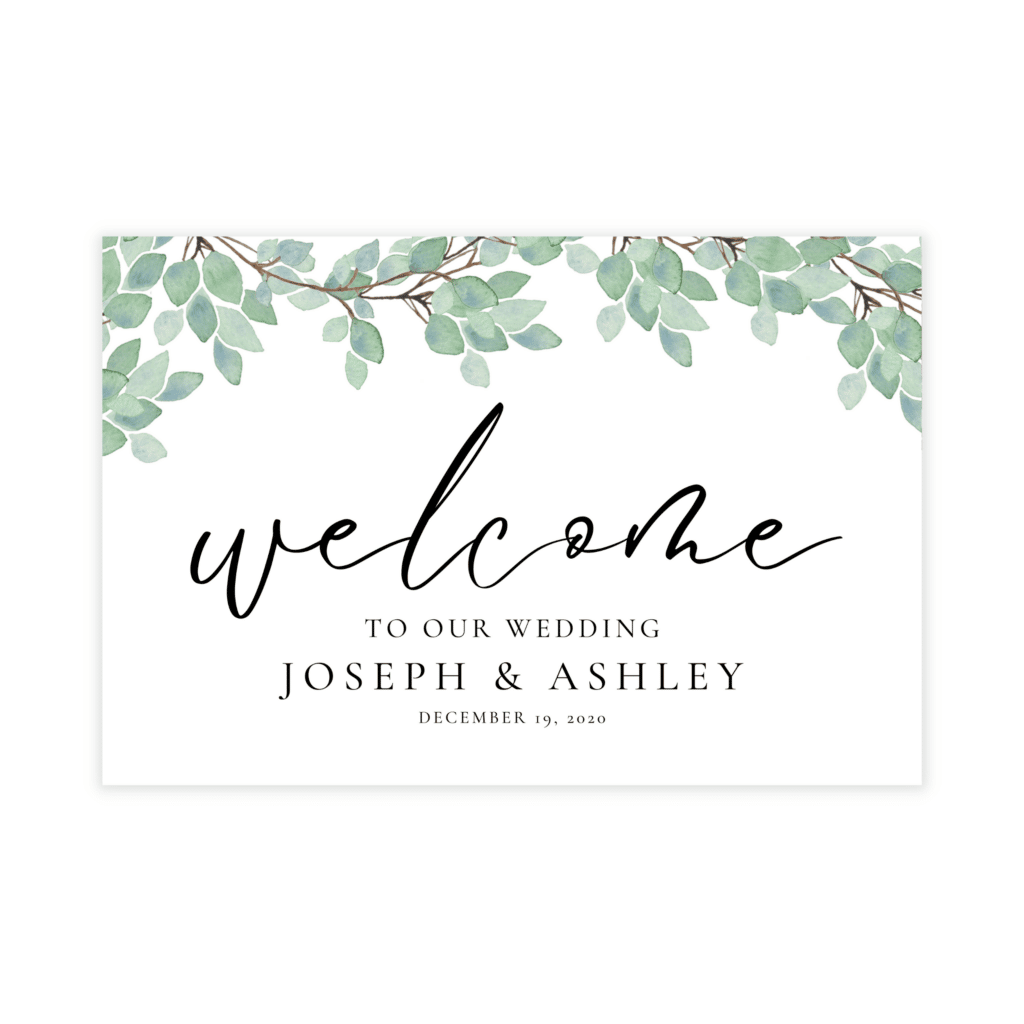 Greenery Simple Eucalyptus Welcome Sign Rental • VintageBash