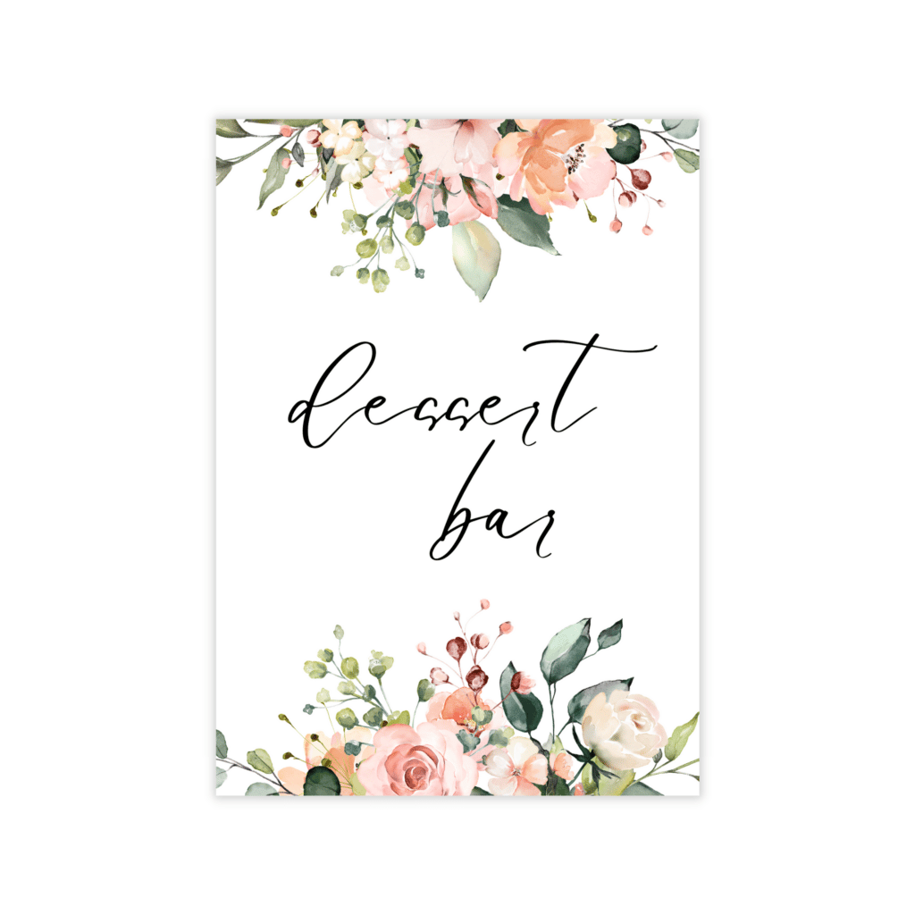 Bohemian Peach & Coral Dessert Bar Sign Rental • VintageBash