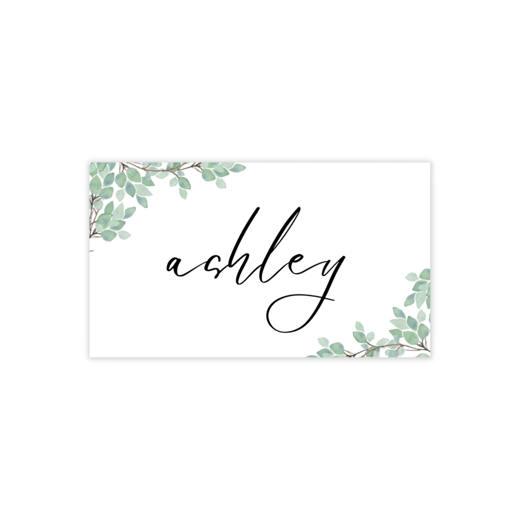 Modern Greenery Name Card Rental • VintageBash