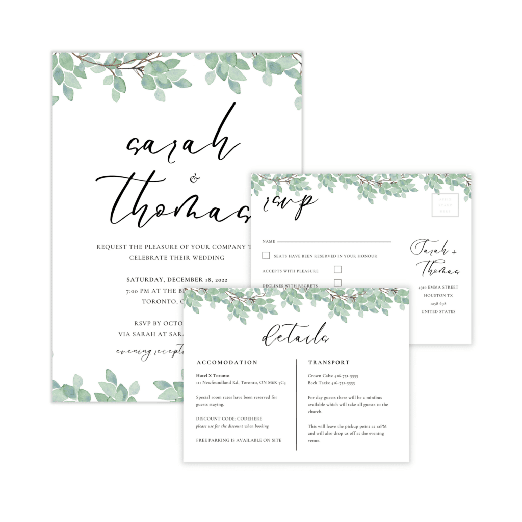 Modern Greenery Invitation Set Rental • VintageBash