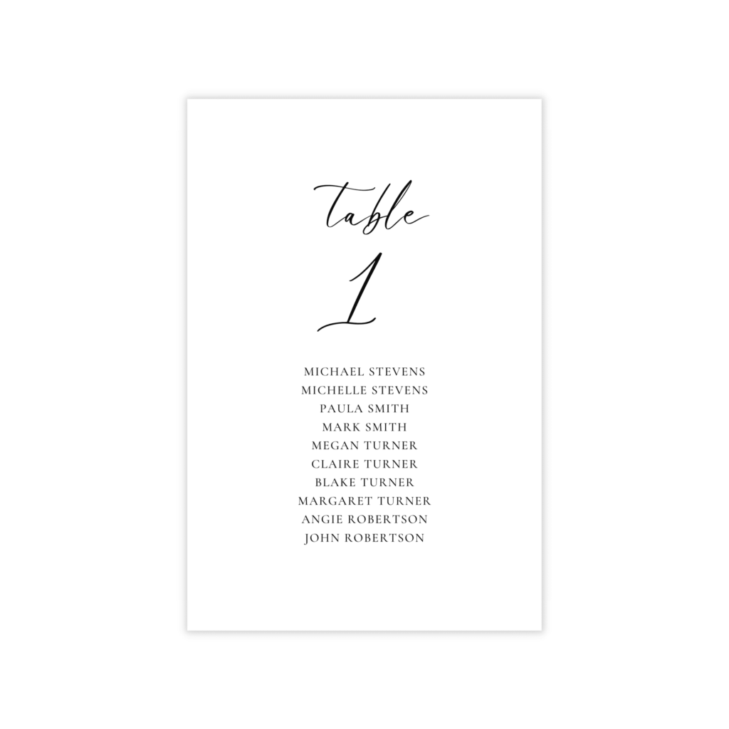 Table Seating Card Stationery For Weddings & Events · VintageBASH