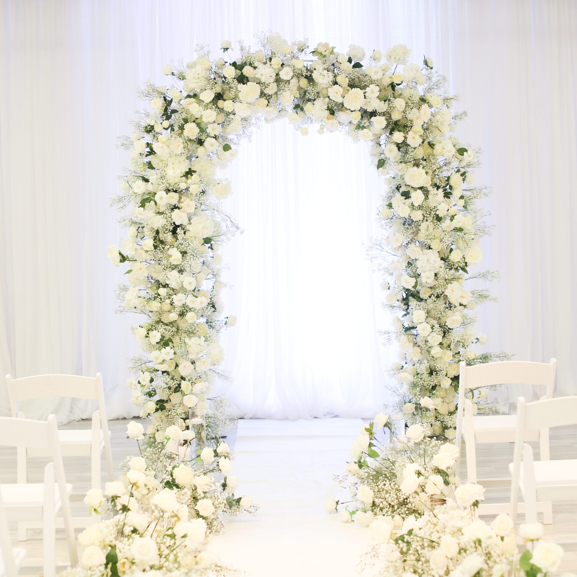 Baby's Breath Floral Faux Arch Rental • VintageBash